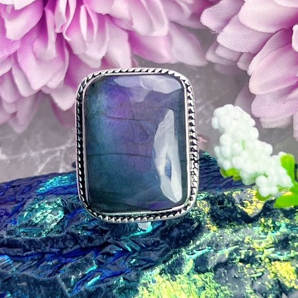Jewelry | Solid Sterling Silver 925 Purple Labradorite Ring Size 9 ...